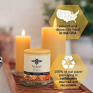 Big Dipper Wax Works Beeswax Pillar Candle, 60-Hour Long Burn, Pure Beeswax Candle, Medium 3" x 3.5"