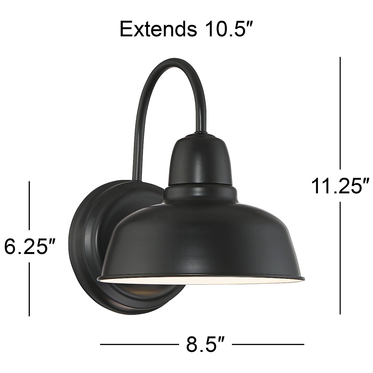 John Timberland Urban Barn Rustic Industrial Farmhouse Outdoor Wall Light Fixtures Set of 2 Black Gooseneck Arm 11 1/4" for Exterior Deck House Porch Patio Outside Garage Front Door Garden