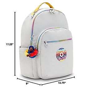 Kipling Seoul Large 15" Laptop Backpack Truly Grey Rainbow
