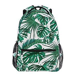 SUABO Palm Tree Leaf Backpack for School Student Laptop iPad Tablet Travel School Bag for Girls Daypack