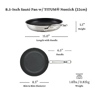 Thomas Keller Insignia by Hestan - Stainless Steel Frying Pan Set with TITUM Nonstick System, Induction Cooktop Compatible, Made without PFOAs (8.5" & 11")