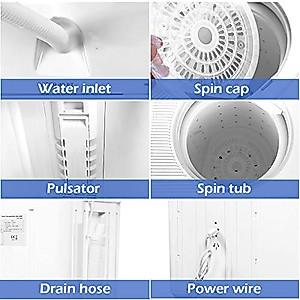 Giantex Portable Mini Compact Twin Tub Washing Machine 17.6lbs Washer Spain Spinner Portable Washing Machine, Blue+ White