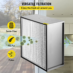 VEVOR HEPA Replacement Filter, 24''x24''x11.5'' AC Filter, True HEPA Pleated Air Filter, Air Filter Replacement with Galvanized Frame, 99.97% Standard Filter Compatible for HEPA Filter Novair 2000