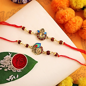TIED RIBBONS Set of 2 Bhai Dooj Rakhi for Brother with Gift Set | Rakhi for Bhaiya | Mini Card | Tikka Bhai Dooj - Raksha bandhan Rakhi Bracelet for Brother Rakhi 2 Set | Bhai Dooj Roli Rakhi Thread