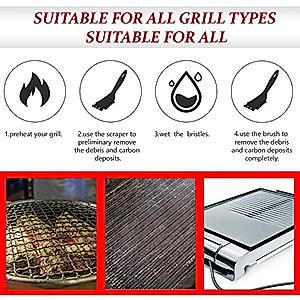 2 Pieces 8 Inch Grill Brush and Scraper Stainless Steel Wire Grill Brush Extra Strong BBQ Cleaner Accessories Heavy Duty Barbecue Grill Cleaning Brush Grill Grate Brush Cleaner