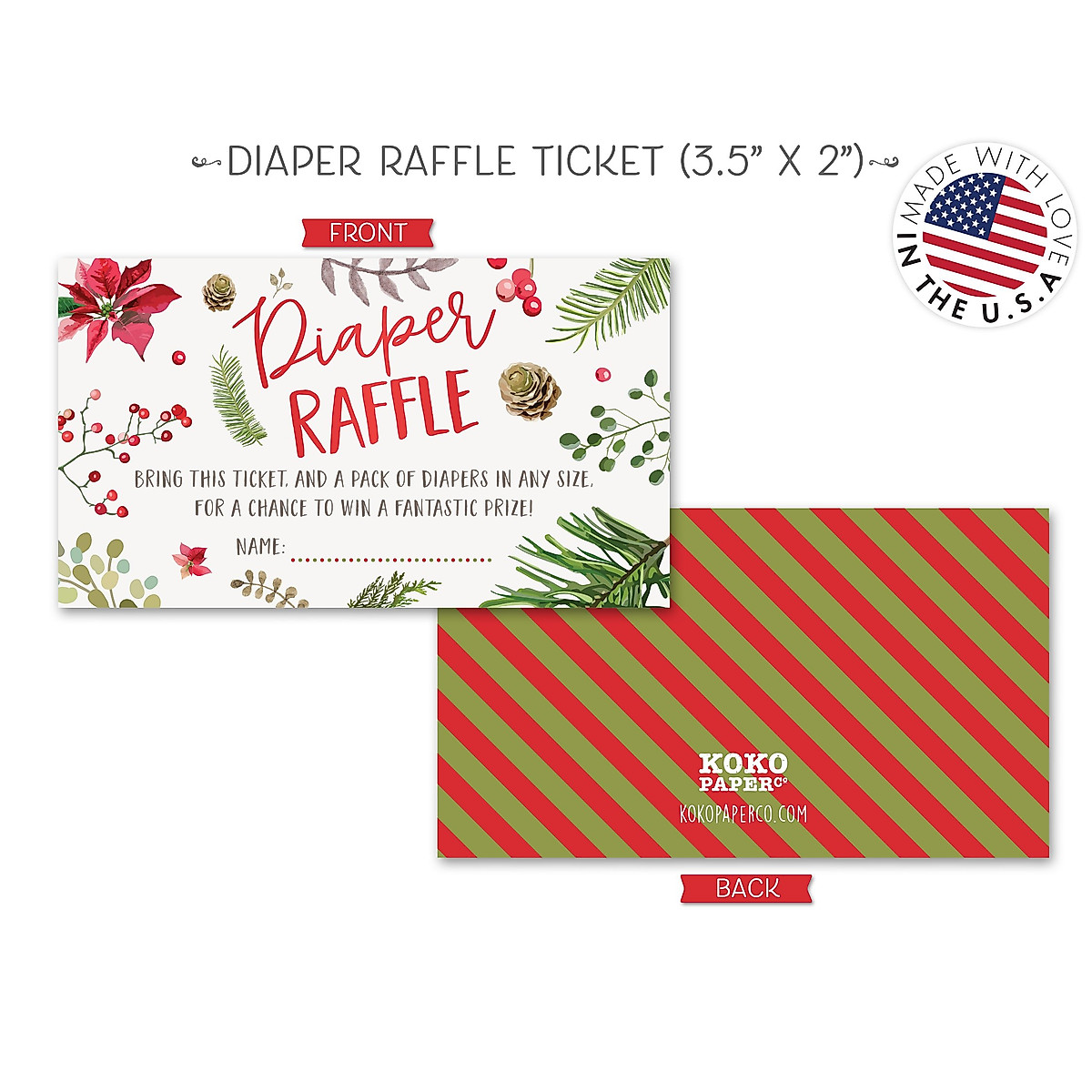 Koko Paper Co Baby It’s Cold Outside Winter Baby Shower Invitations and Diaper Raffle Tickets with Winter Florals. Set of 25 Fill in Style Cards, Kraft Envelopes, Raffle Tickets