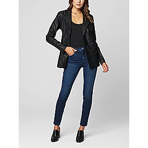 [BLANKNYC] WOMEN'S VEGAN LEATHER BLAZER, Carbon ,Small
