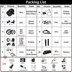 BAFANG BBSHD 48V/52V 500W 750W 1000W Mid Drive Kit with Battery Optional BBS01 BBS02 8FUN DIY Conversion Kit with LCD Display & Chainring Mountain Bike, Road Bike
