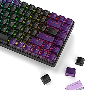 XVX Pudding Keycaps - PBT Keycaps, 165 Keys Keyboard Keycaps, OEM Profile Keycaps Set, Custom Keycaps for 61/68/84/87/82/100 Cherry Gateron MX Switches Mechanical Keyboard - Black Purple