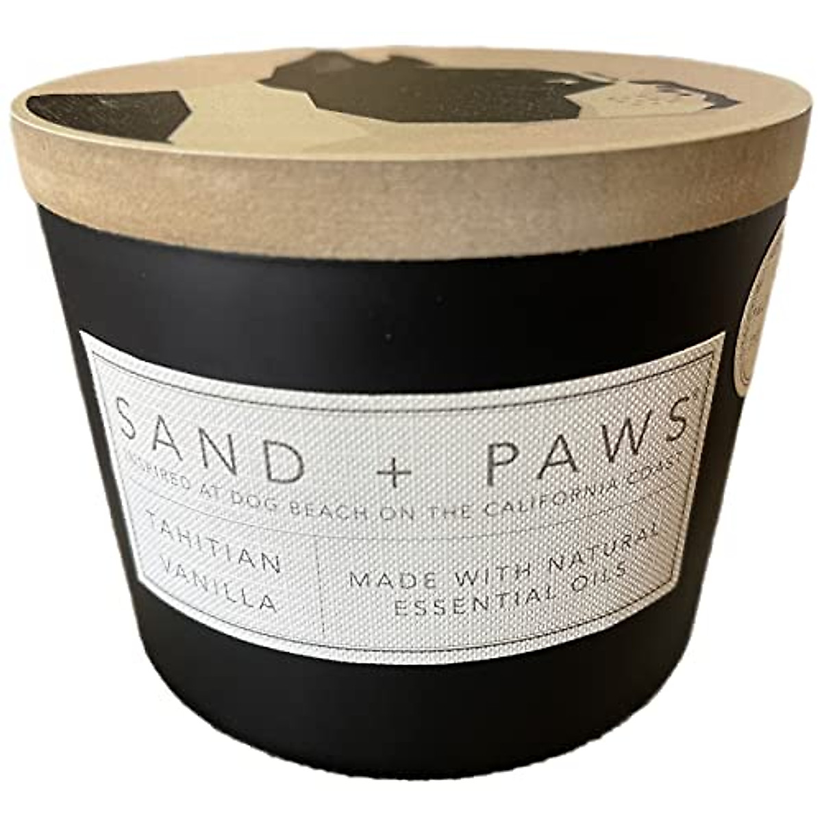 Sand + Paws Tahitian Vanilla Scented Candle, Neutralizes Pet Odors, 2 Wick, 12 Oz (Black - Dog Dad)