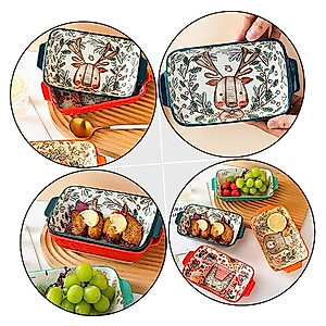 Cabilock Mori Bakeware Bread Loaf Pan Ceramic Loaf Pan Toaster Oven Bakeware Ceramic Baking Pan Animals Pattern Baking Tray Oven Baking Dish Ceramic Tableware Ceramic Baking Tray Food Bowl