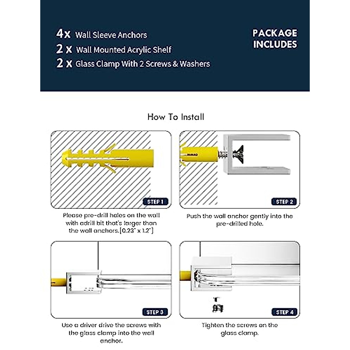 AFOOYO Universal Soundbar Acrylic Mount Shelf Sound Bar Mounts Speaker Wall Mount Compatible with Samsung,Sony,LG,Vizio,Bose,Polk,Sonos,Onn,Roku,TCL, JBL More - Under TV, up to 33 LBS（Transparent）