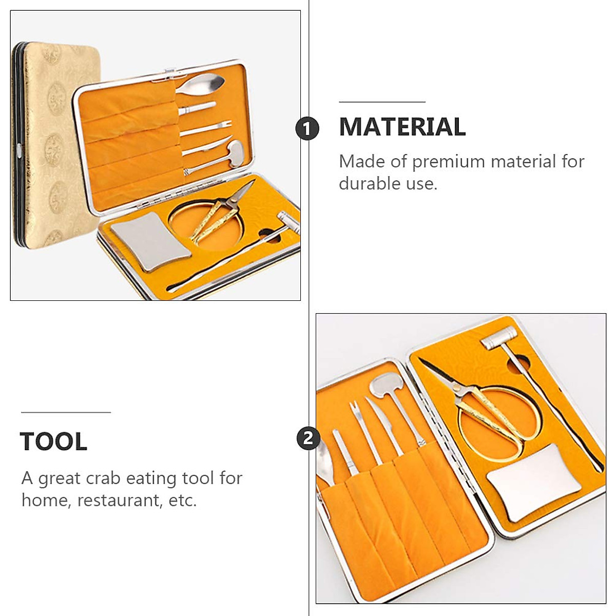 Cabilock 8pcs Seafood Tools Set Lobster Crackers and Picks Stainless Steel Seafood Forks Crab Leg Cracker Shrimp Tools Silver