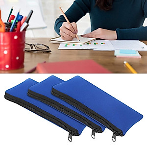 Alomejor 3pcs Pen Bag Pencil Case Soft Neoprene Waterproof Storage Bag for Camping Climbing Traveling Wearable Pen Bag (Blue)