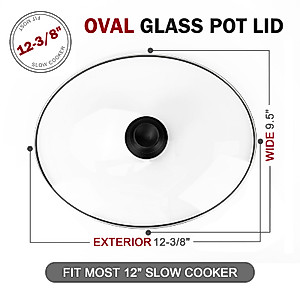 Oval Glass Lid 6 Quart Fit for Hamilton Beach 6qt Slow Cooker 33665G, Crock Pot Replacement lid, Slow Cooker Crock pot Lid Replacement Part, 1 Pack