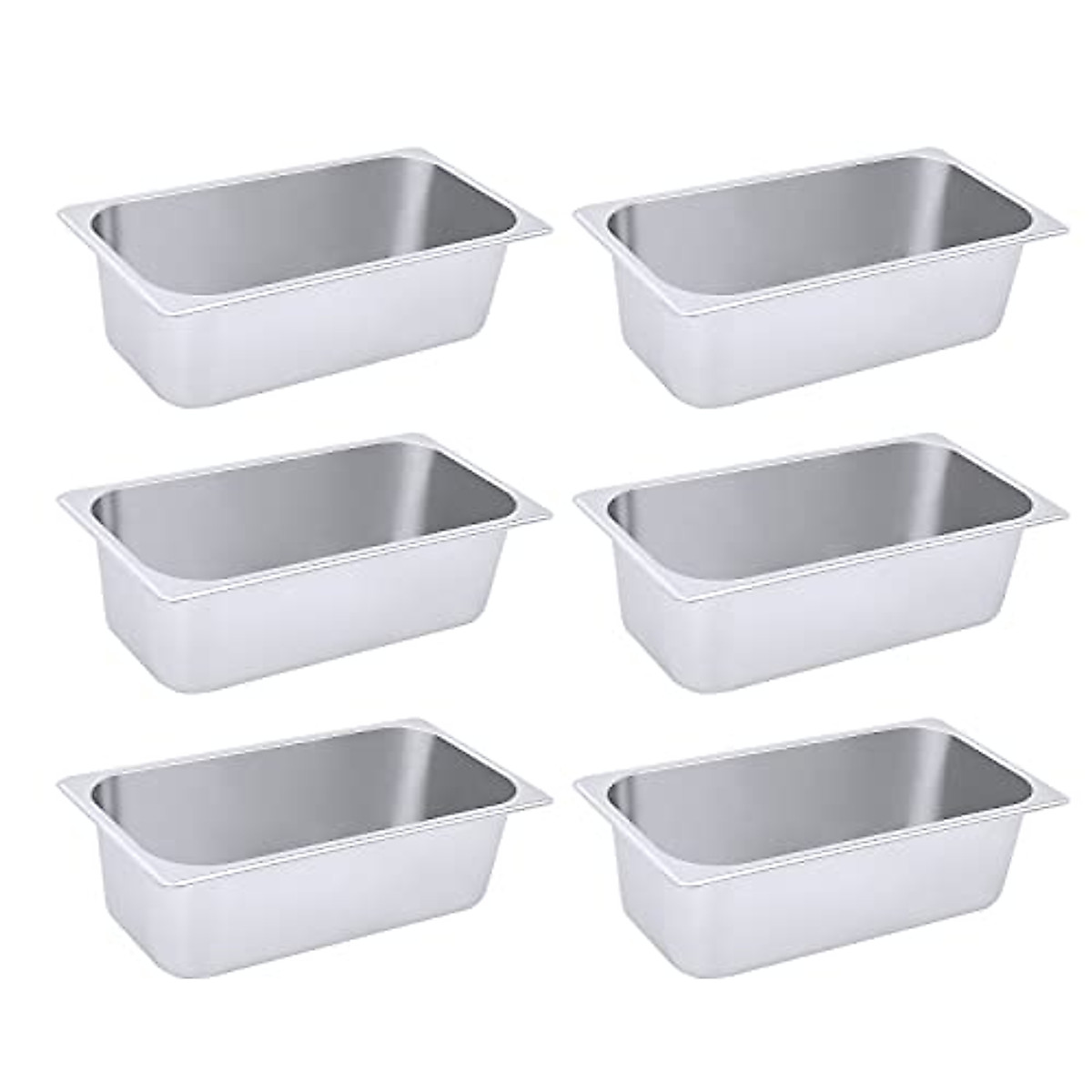 SYUNOYZBIN 6 Pack Hotel Pans Commercial Stainless Steel Pan 1/3 Size 4" Deep for a Catered Event Grocery Store Ice-Cream Shop Cafeterias