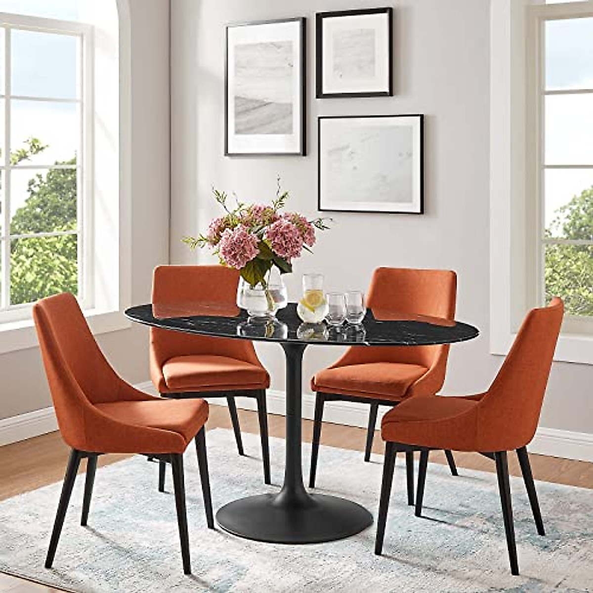 Modway Lippa Dining Table, 60 x 35.5 x 28.5, Black