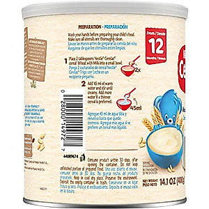 Nestle Cerelac Wheat Cereal with Milk, Made for Toddlers 12 Months, 14.1-Ounce Canister (Pack of 1)