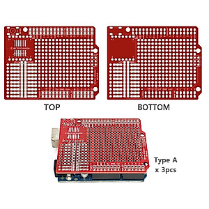 ElectroCookie Proto Shield Kit Compatible with Arduino Uno R3, Expansion Prototyping PCB Board (3 Types, 9 Pack)