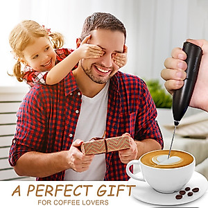 Hand Mixer Milk Frother for Coffee - Dutewo Frother Handheld Foam Maker for Lattes, Electric whisk Drink Mixer Mini Foamer for Cappuccino, Frappe, Matcha, Hot Chocolate, Black