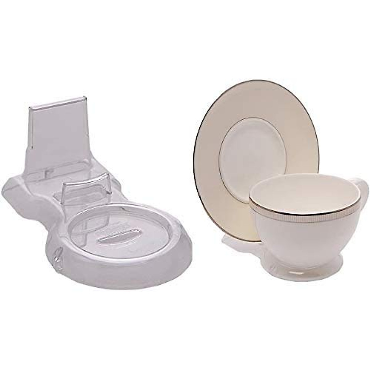 HOHIYA 12 Pcs Tea Cup and Saucer Display Stand Teacup Holder Rack Taiwan Made Clear Color