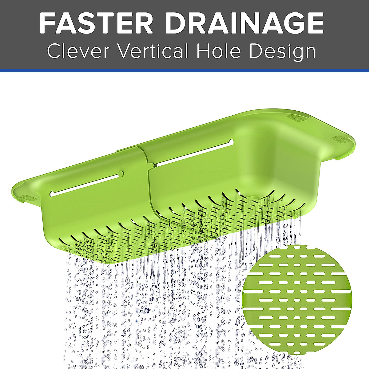 Janska 3-in-1 Adjustable Over The Sink Colander, 30% Heavier Duty, Sink Strainer, Rinse - Drain - Dry, European Made, Non BPA, Extendable, Heat Resistant (7.8" W x 13.5-19.3" L x 3.3" H), Teal