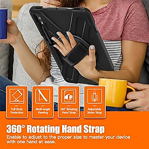 for Samsung Galaxy Tab S7 FE SM-T730 T733 T736 Case 12.4 inch Tablet Case 3 in 1 Hard Plastic Frame + Double Silicone [Hand Strap & Shoulder Strapp] - H