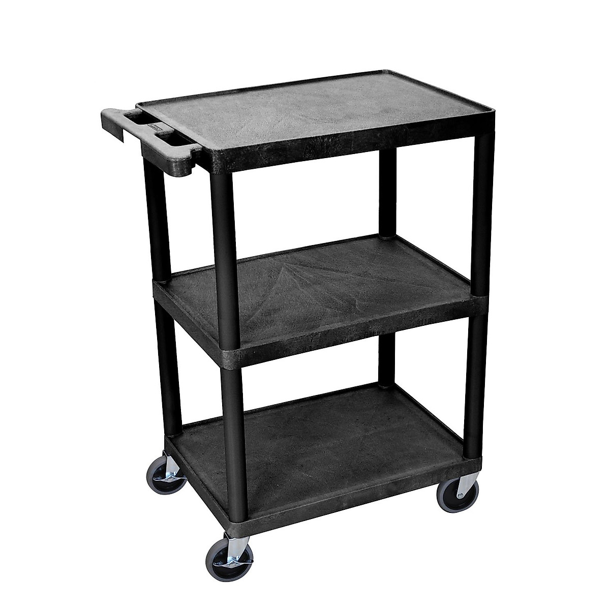 LUXOR STC222-B 3-Shelf Utility Cart, Black