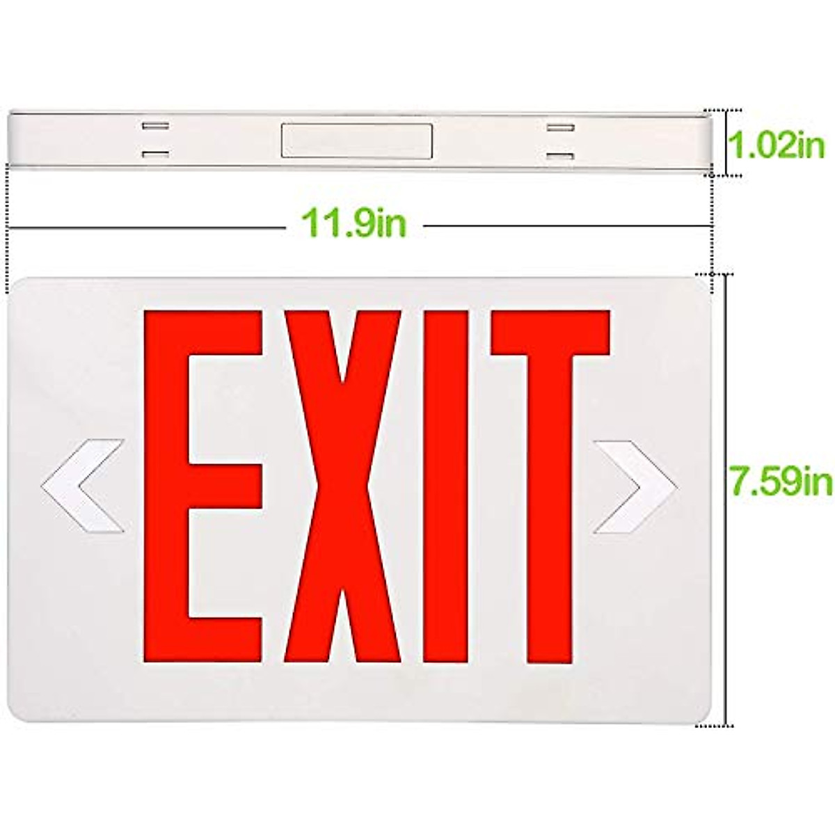 Litufine Ultra Slim LED Exit Sign, Red Letter Emergency exit Lights, 120V-277V Universal Mounting Double Face (2-Pack)