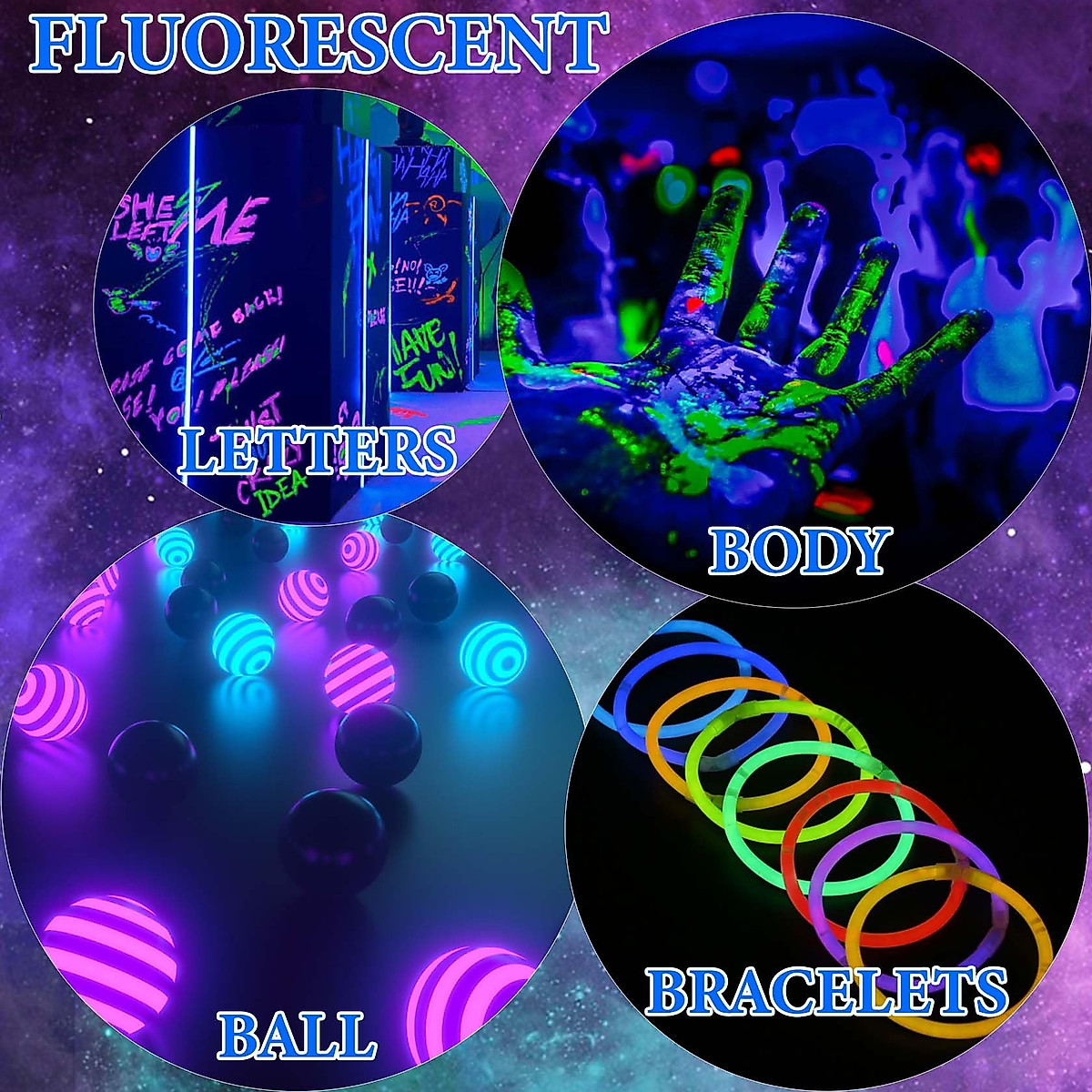 WYBLZPXZ 6 Pcs Glow in Dark Face Body Paint,Black Light Glow Makeup Set Neon Fluorescent,Glow Blacklight Body Face Paint Set Face Painting for Music Festivals Party Halloween
