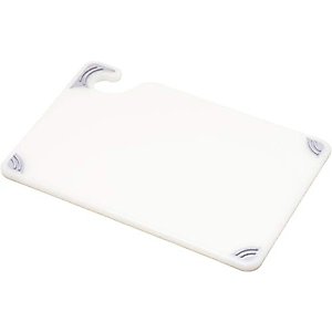 San Jamar Saf-T-Grip Plastic Cutting Board with Safety Hook, 6" x 9" x 0.375", White