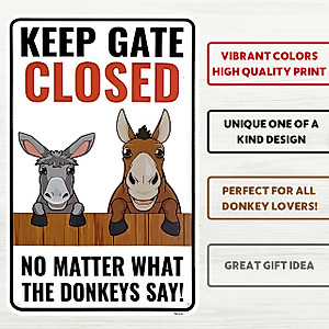 Venicor Donkey Sign Decor - 14 x 9 Inches - Aluminum - Donkey Gifts - Donkey Stuffed Animal Figurine Wall Artwork Halter Sticker Pictures