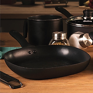 HUDSON Grill pan Aluminium with black non-Stick 10 in, Dishwasher Safe