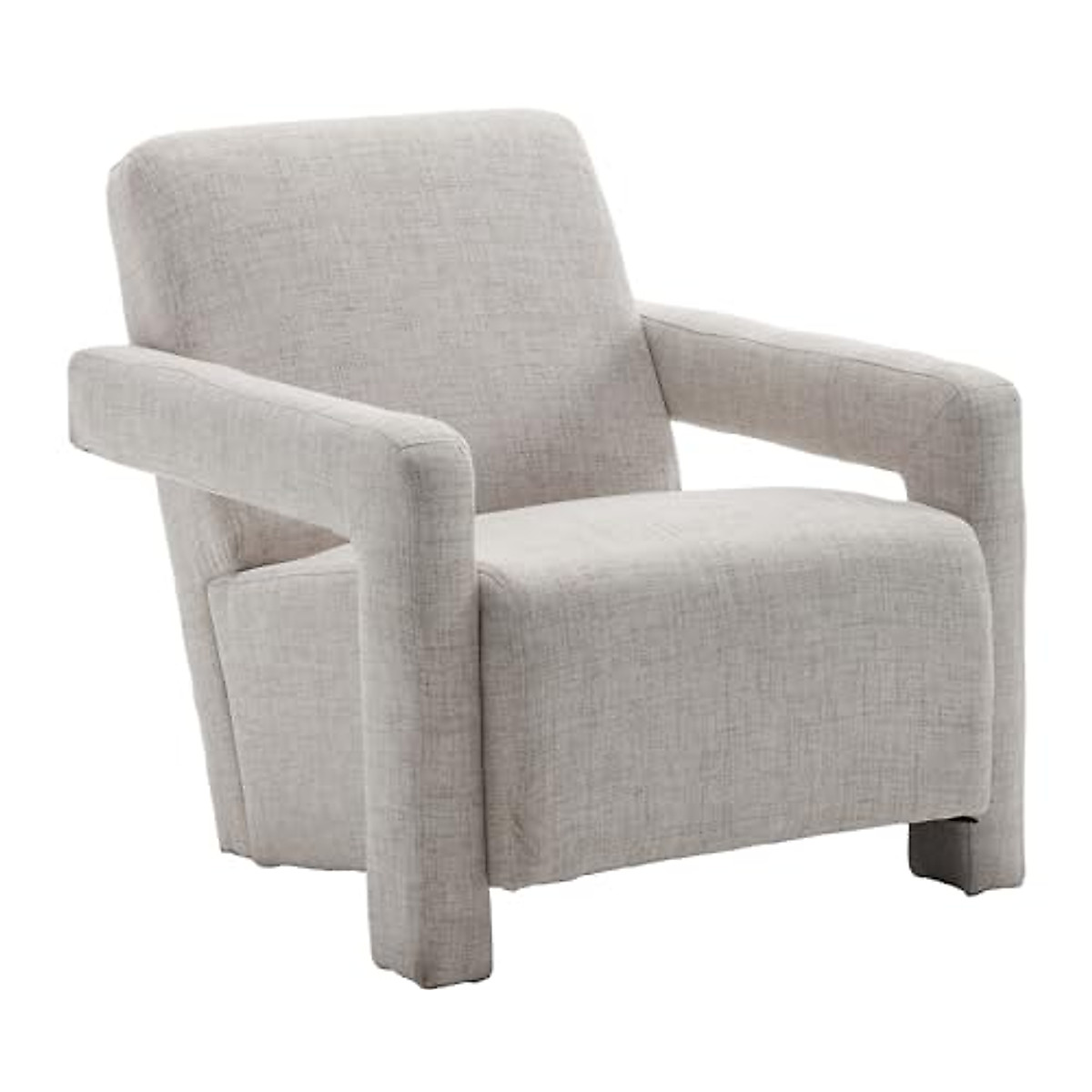 Kmax Modern Accent Chair Linen Fabric Leisure Chair Comfy Single Sofa Reading Chair with Hollow Arms for Living Room, Bedroom, Apartment, Club, Beige