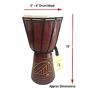 Djembe Drum Bongo Congo African Drum -MED SIZE- 12" High x 5" Drum Head, JIVE® BRAND- Professional Sound
