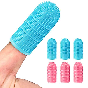 Petiepaw Dog Toothbrush,Dog Finger Toothbrush for Dog Teeth Cleaning,Dog/Puppy Tooth Brushing Kit,Cat Toothbrush with Full Surround Bristles,Finger Toothbrush for Dogs/Cats