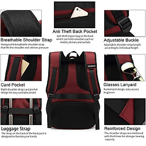 INSAVANT Laptop Backpack 15.6 Inch Water Resistant Backpacks Durable College Travel Daypack Anti Theft with USB Charging Port Best Gift for Men Women (15.6 Inch, Red)