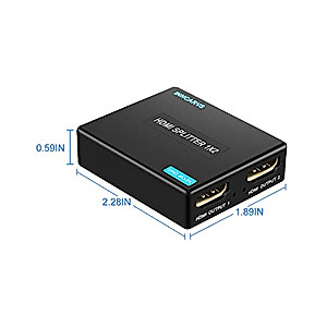 HDMI Splitter 1 in 2 Out with HDMI Cable, 4K 1x2 HDMI Splitter for Dual Monitors HD 1080P 3D Splitter, Supports HDCP1.4, Xbox PS3/4/5 Sky Box Fire Stick DVD Player(1 HDMI Source to 2 HDMI Displays)