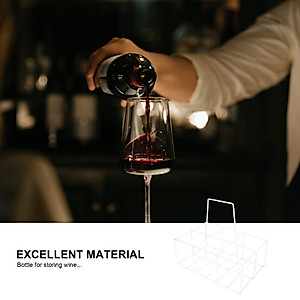 Cabilock Shelf Bracket Beer Bottle Carrier Holder Rack: Metal Wire Basket Wine Bottle Drink Rack Basket Bread Fruit Stand Holder for Snacks Fruits Bread Kitchen Desktop Stand