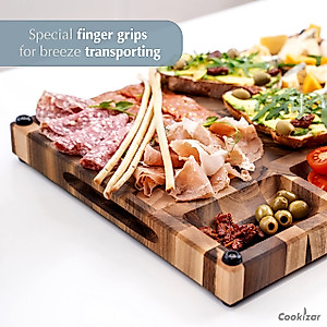 Cookizar Walnut Cutting Boards for Kitchen End Grain Cutting Board - Chopping Board Wood Cutting Board - Wooden Butcher Block Cutting Board, Meat Cutting Board with Juice Groove EBC