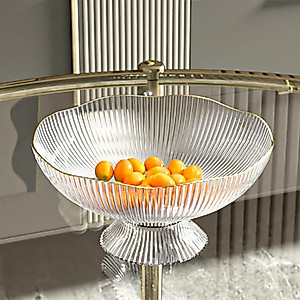 Operitacx PET Fruit Plate Footed Round Pedestal Bowl Clear Snack Nut Tray Appetizer Serving Dish Dessert Candy Display Stand for Kitchen Counter Centerpiece Table Decor (9.8x4.3 inch)