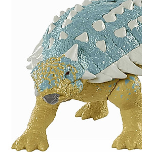 Mattel Jurassic World Camp Cretaceous Roar Attack Ankylosaurus Bumpy Posable Dinosaur Action Figure Toy, Strike Feature & Sounds