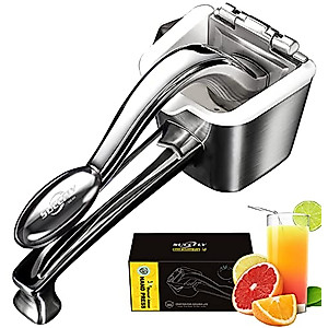 SUCCFLY Lemon Squeezer Stainless Steel, Manual Juicer Citrus Lime Orange Fruit Squeezer Heavy Duty Ergonomic Handle Labor-saving Large Capacity Juice Press Hand Handheld Juicer (5 Year Warranty)