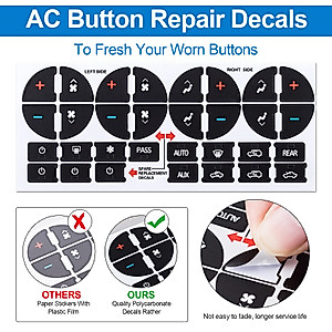 PAGOW 8 Sheets Replacement AC Dash Button Repair Sticker for Chevy SUV Fixing Ruined Faded Control Radio Decal Truck Accessories,2 Styles