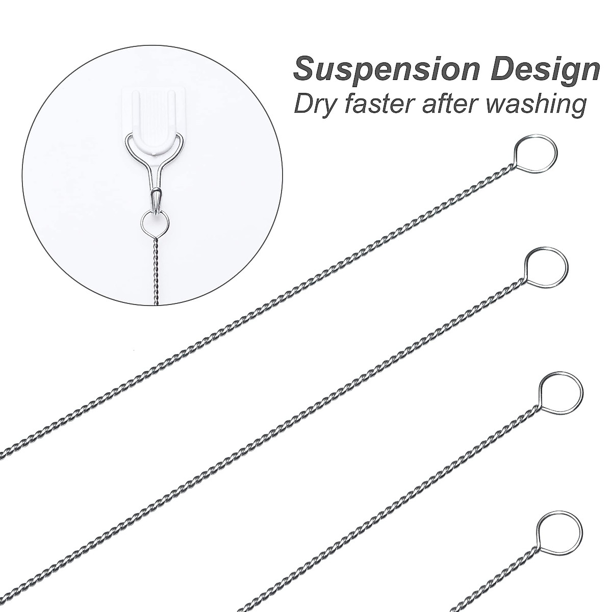 Straw Cleaner Brush, Extra Long Nylon Bristles and Stainless Steel Handle Cleaning Brushes for Washing Glass Silicone Metal Straws Tea Pot Spout Bottle (Only 2 pcs, 7.87inch X 5/16inch)