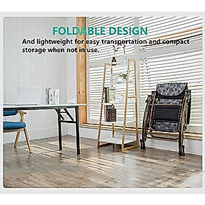 Lounge Chair, Sun Lounger Garden Chairs Zero Patio Chairs Reclining for Heavy People Folding Sun Lounger Outdoor Beach Camping Portable Chair Home Lounge Chair with Bamboo Pad (Color, Black),Brow (Si