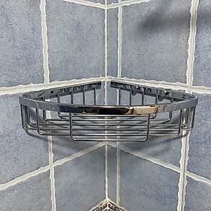 BATHOM Classic Shower Corner Basket For Bathroom Shampoo Soap Holder Brass Material Polished Chrome