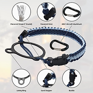 NATURE PIONEOR Insulated Water Bottles with Paracord Handle - 24 oz Vacuum Sports Wide Mouth Water Bottle with 3 Lids, Leak Proof Stainless Steel Keeps Hot and Cold