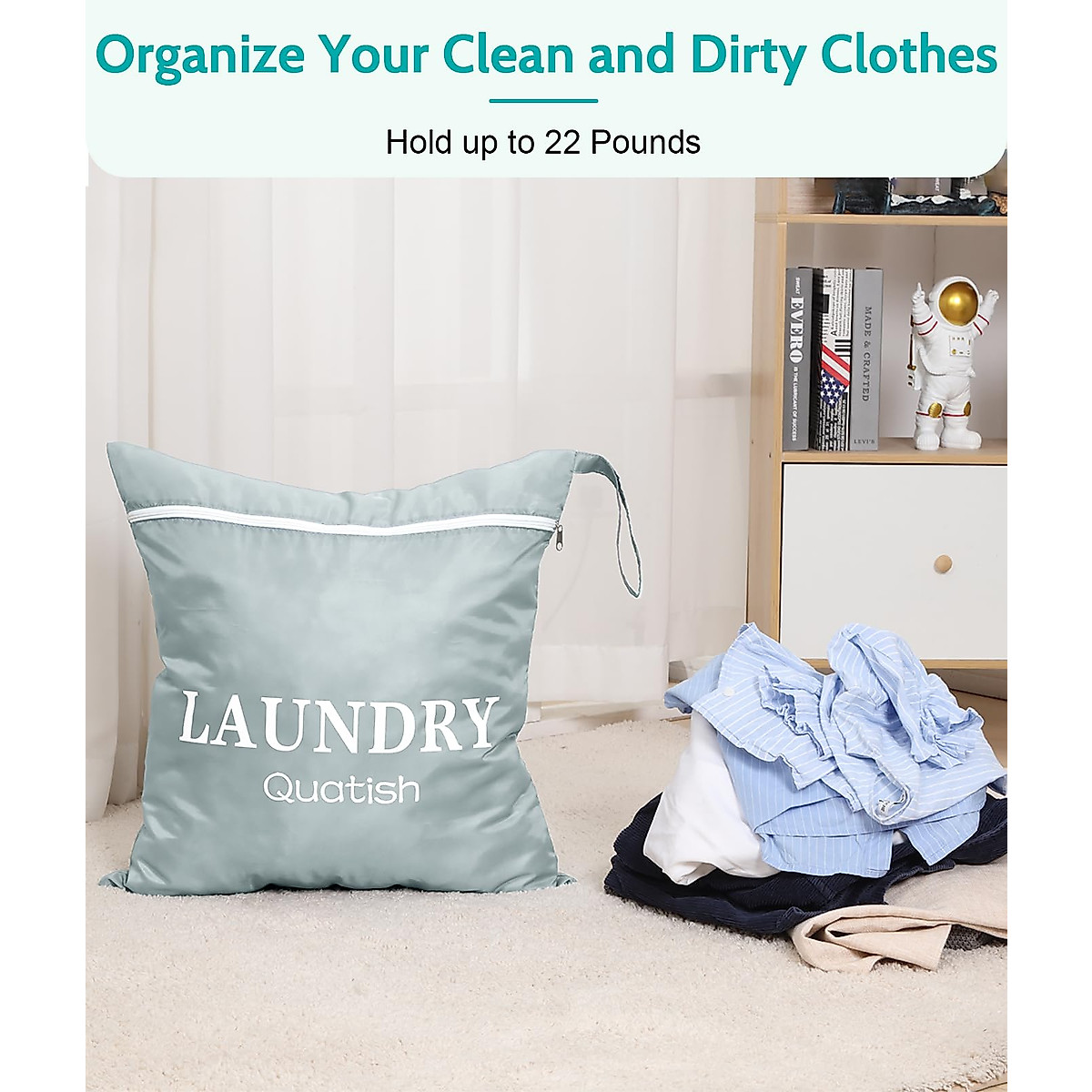 Quatish Travel laundry bags, 2 Pack Laundry Bag Travel, Portable Wet Bag Dirty Clothes Travel Bag, Washable and Small Laundry Bag with Handles, Travel Size Toiletries for Gym, Camping