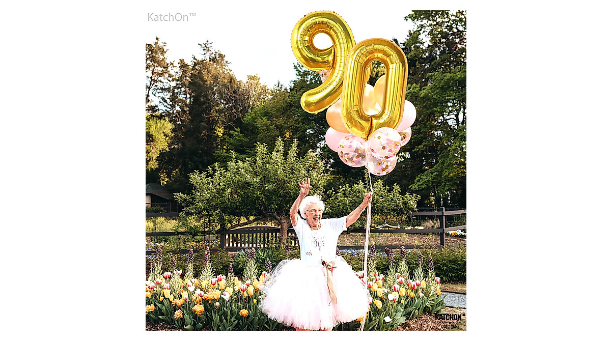 KatchOn Big Gold 90 Balloon - Perfect 90th Birthday Decor